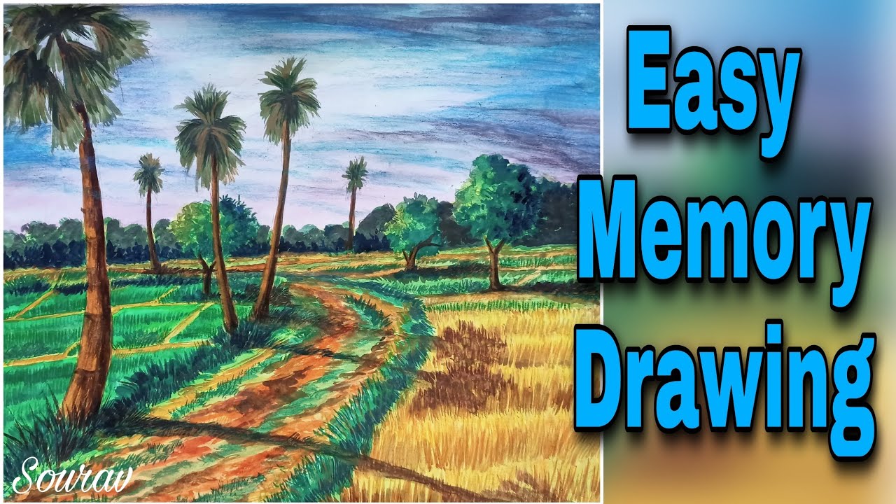 Easy Memory Drawing of Village - YouTube