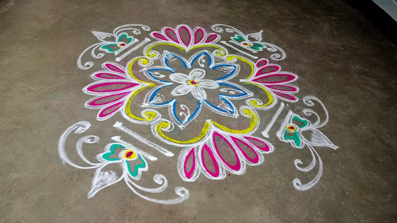 Margazhi rangoli designs||Rangoli designs with dots||Easy kolangal ...