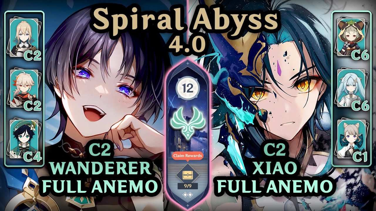 ANEMO ONLY Wanderer & Xiao Teams!!! | Spiral Abyss 4.0~4.1 (F12 - 9 ...