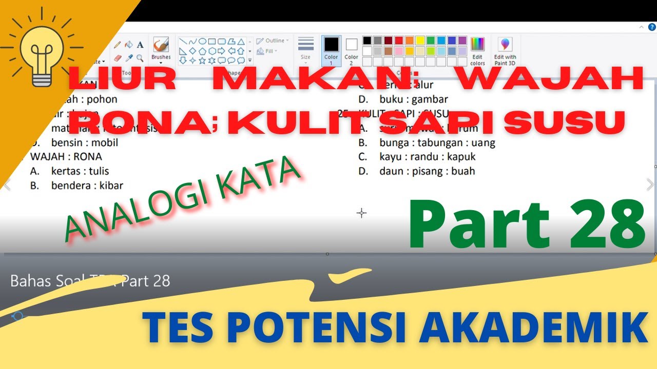 (Part 28) Analogi Kata - LIUR : MAKAN; KULIT : SAPI : SUSU - Tes ...