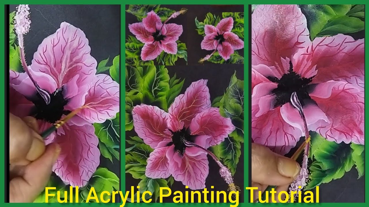 Flower Painting Tutorial || One Stroke Technique || Acrylic Colour ...