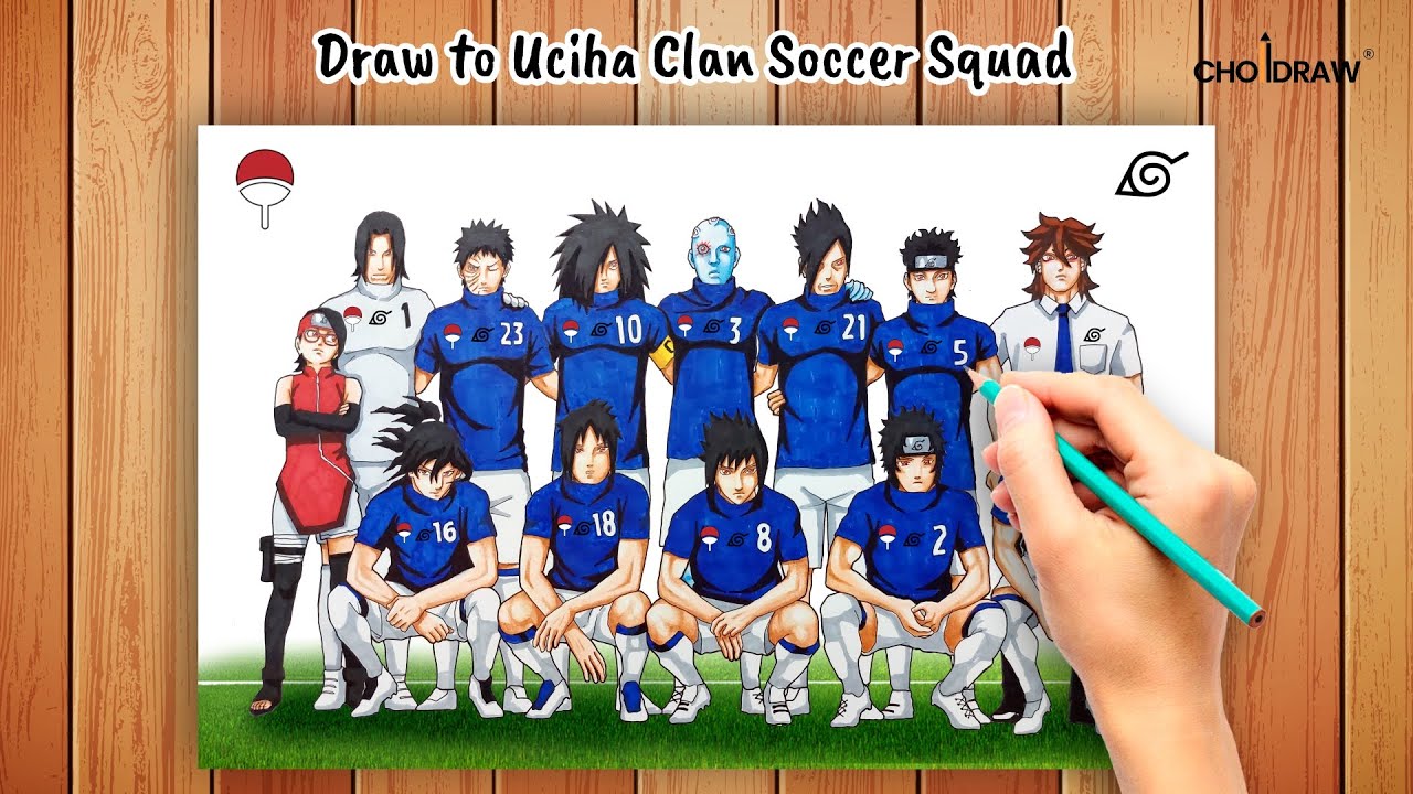 Amazing ! Drawing Uciha Clan into a Soccer Squad || Drawing Anime ...