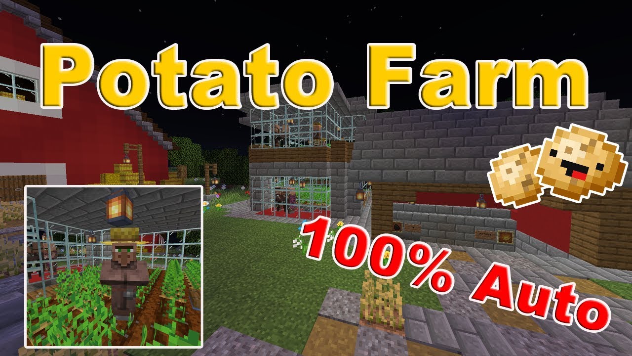 Minecraft Automatic Potato Farm (easy Redstone) Tutorial | Efficient ...