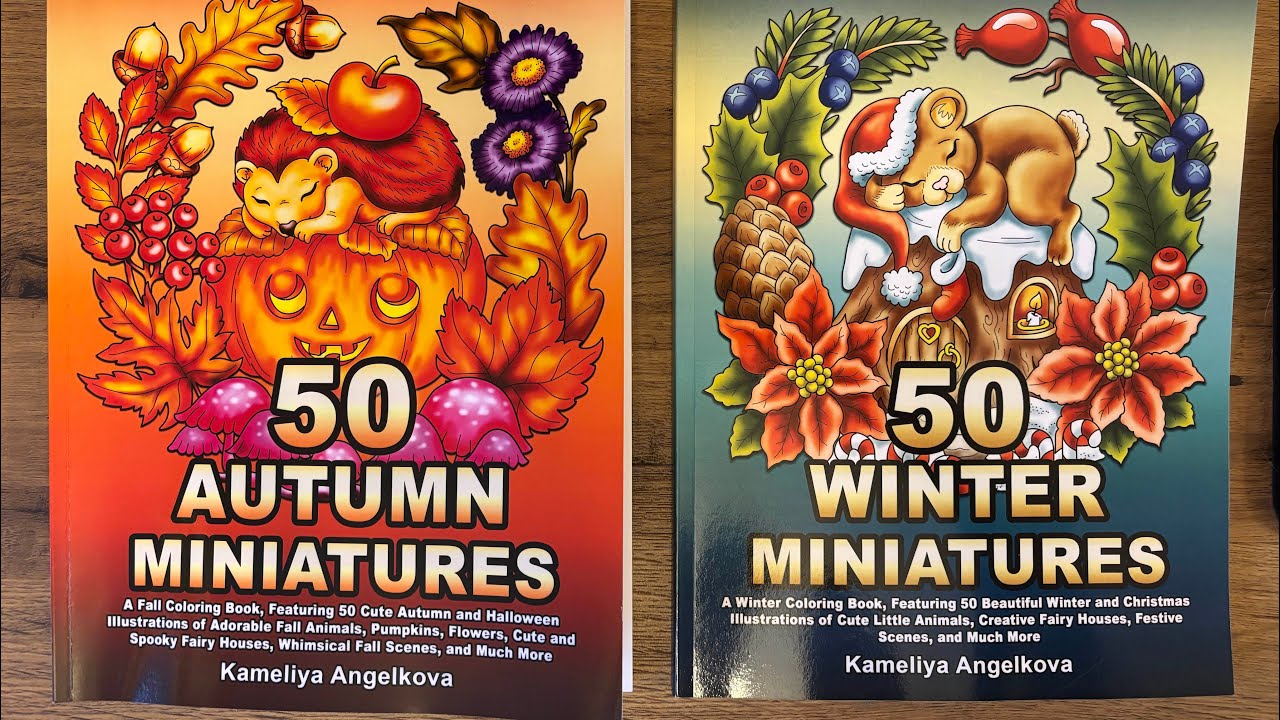 50 AUTUMN MINIATURES & 50 WINTER MINIATURES - COLOURING BOOK FLIP ...