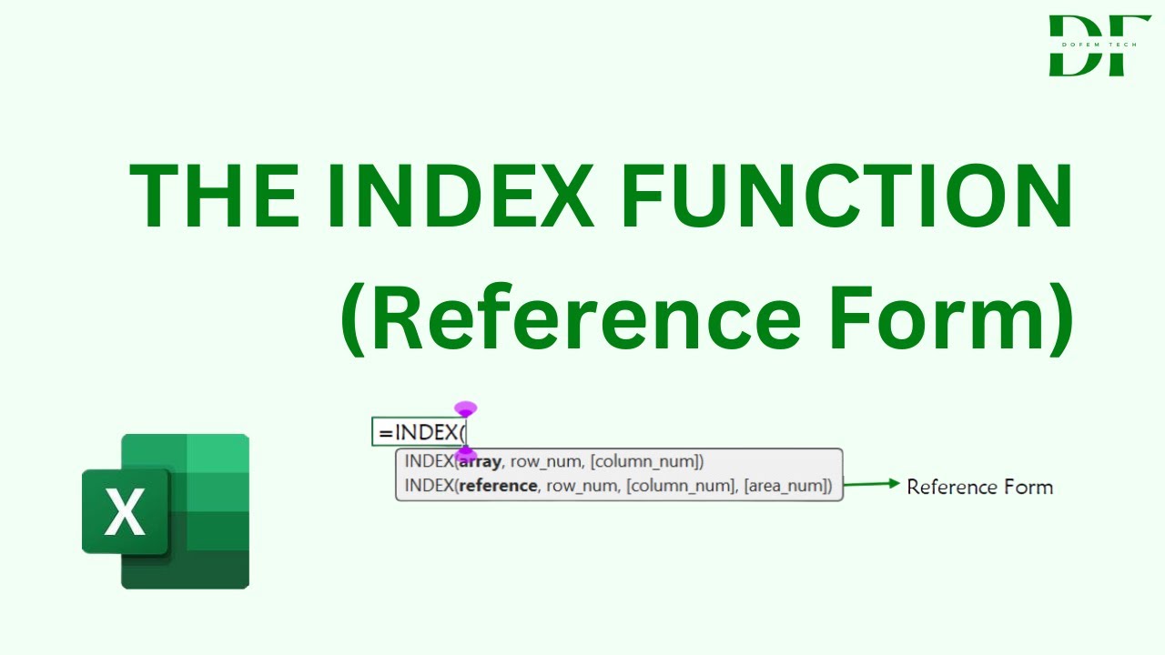 Excel INDEX Function (The Reference Form) - YouTube