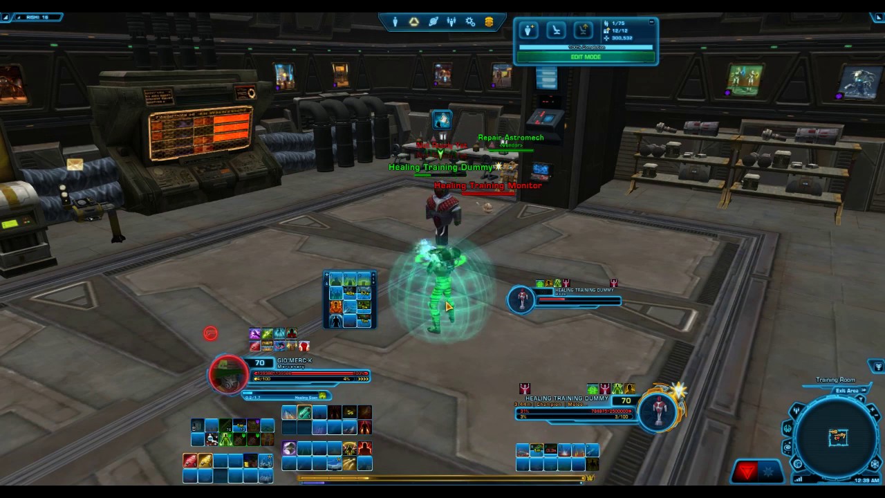 SWTOR - Mercenary Bodyguard Healing Training Dummy 2'5M - 5.10.1 - YouTube