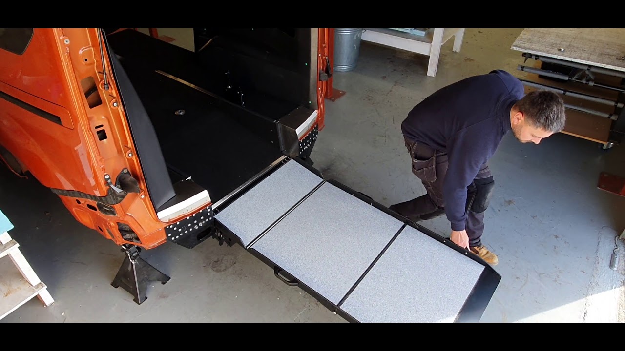 SmartFold-Flat wheelchair accessible vehicle ramp (prototype) - YouTube