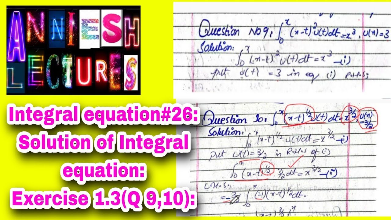 |Integral equation| Solution of Integral equation| Exercise 1.3 ...