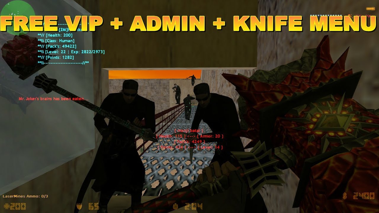 Counter Strike 1.6 Зомби сервер [FREE VIP+HOOK+ДжетПак+KnifeMenu] Вип ...