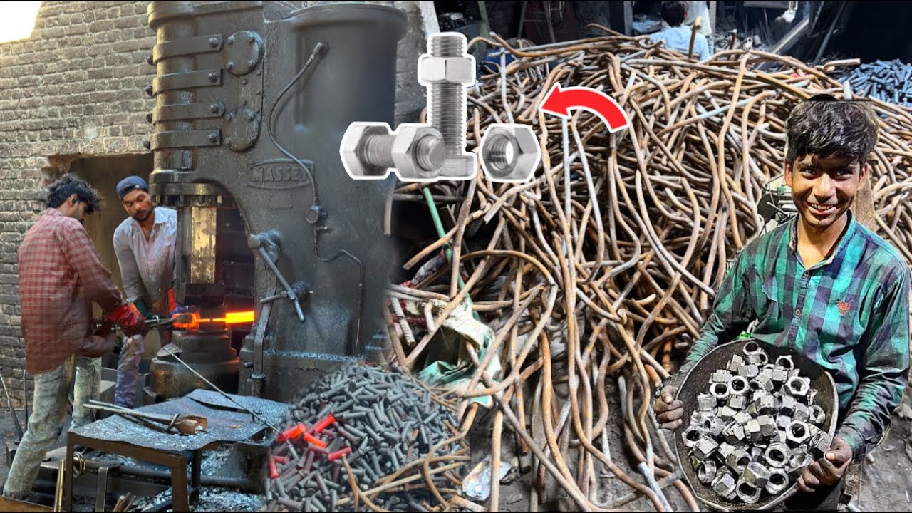 Process of Manufacturing Truck Wheel Stud Nut from Old Metal Scrap ...