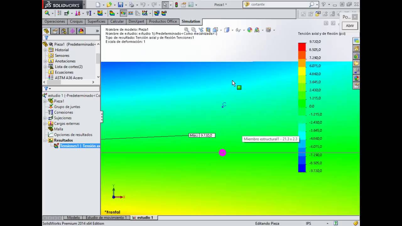 Simulacion en SolidWorks de esfuerzo en vigas - YouTube