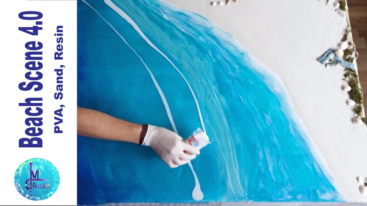 HUGE Resin & Sand BEACH SCENE, how to tutorial using sand, acrylics ...