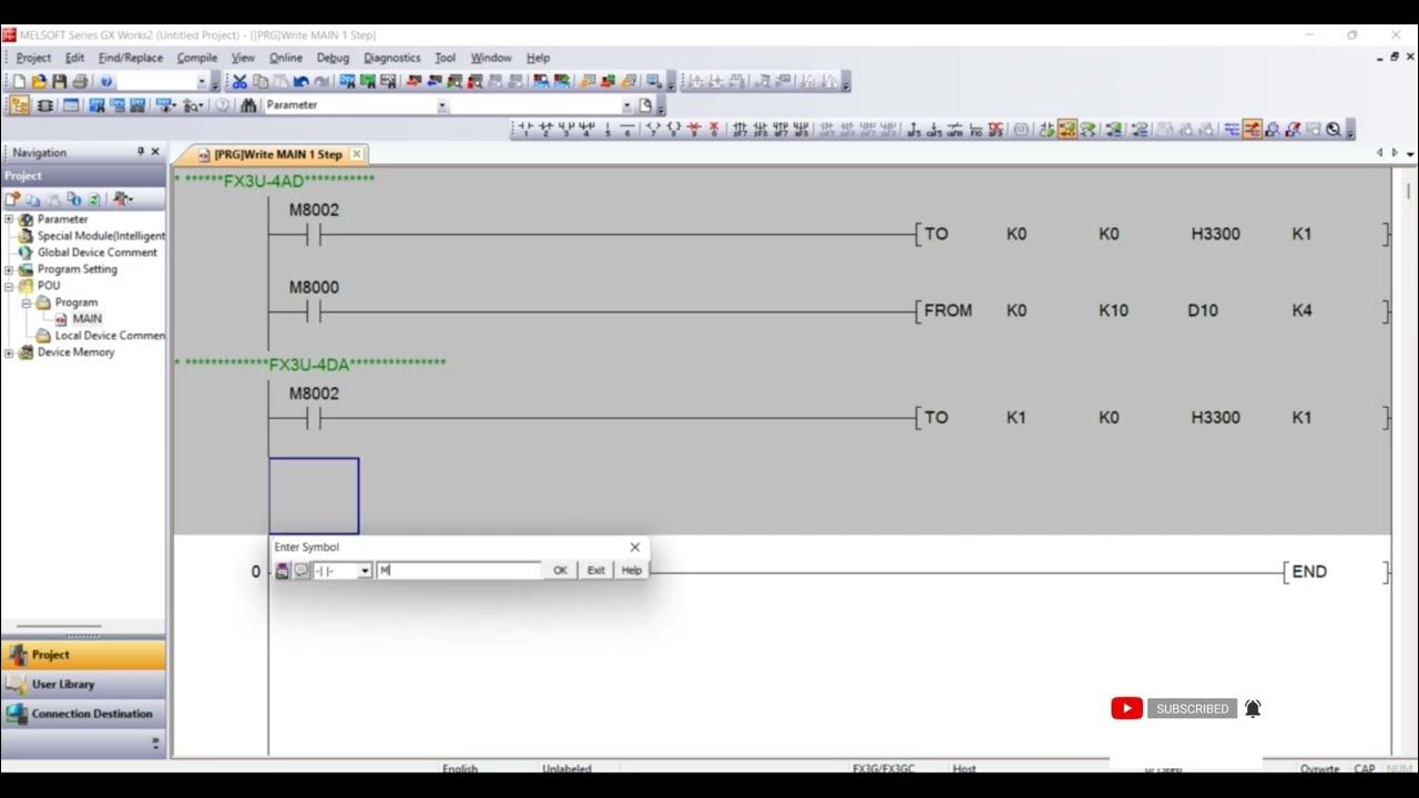 How to Configure FX3G-PLC With FX3U-4AD&4DA||Sample Video - YouTube