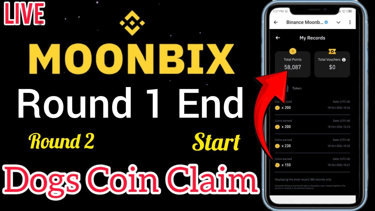 Binance Moonbix Round 1 End | Dogs Coin Claim | Round 2 Start Moonbix Happy Friday | - YouTube