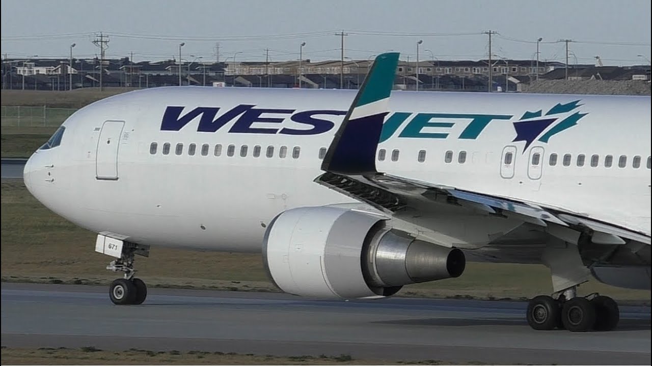 INAUGURAL TO LONDON - WestJet 767-338ER [C-FOGJ] Takeoff from Calgary ...