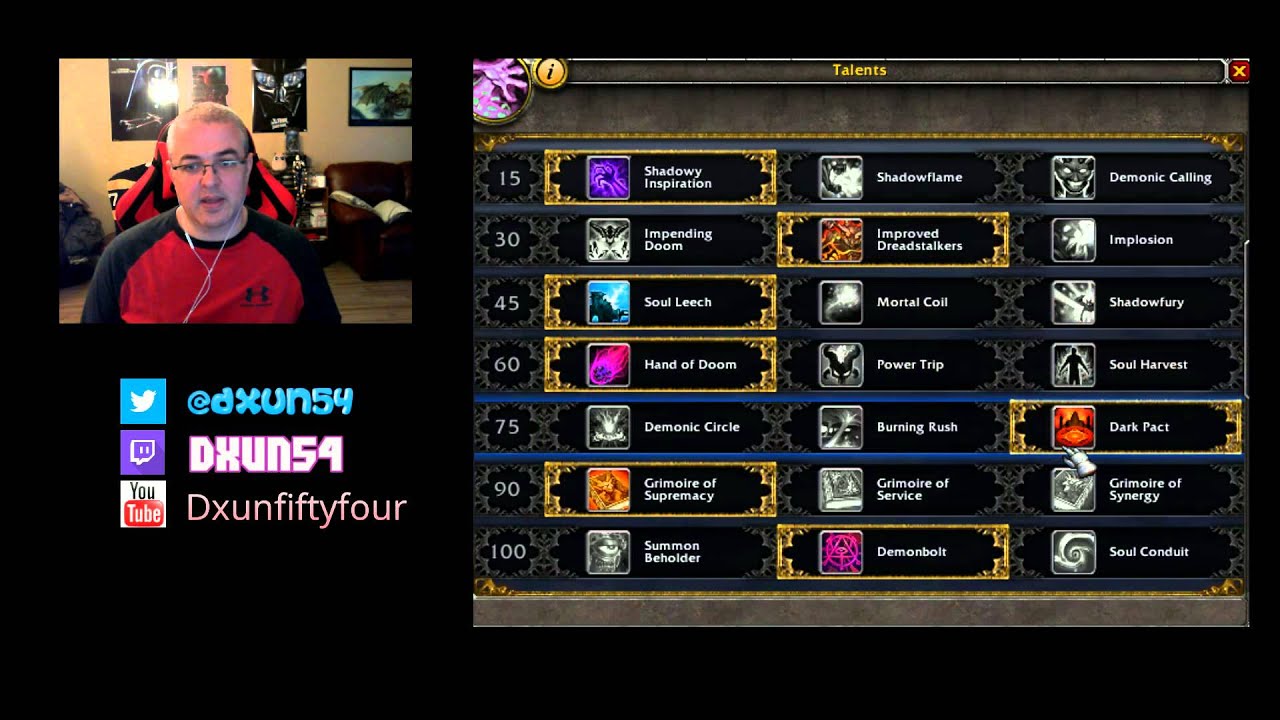 DXUN54 WoW Legion - Demonology Warlock Talent Tree Spec v2 - YouTube