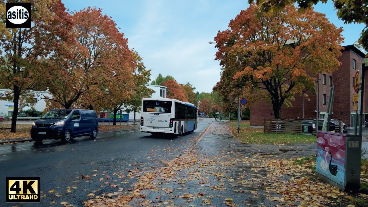 Walking in the rain in Helsinki Finland - Maunula to Ruskeasuo via ...