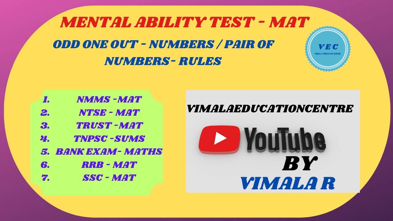 5.ODD ONE OUT RULES-NUMBERS| PAIR OF NUMBERS|NMMS | NTSE | TRUST ...