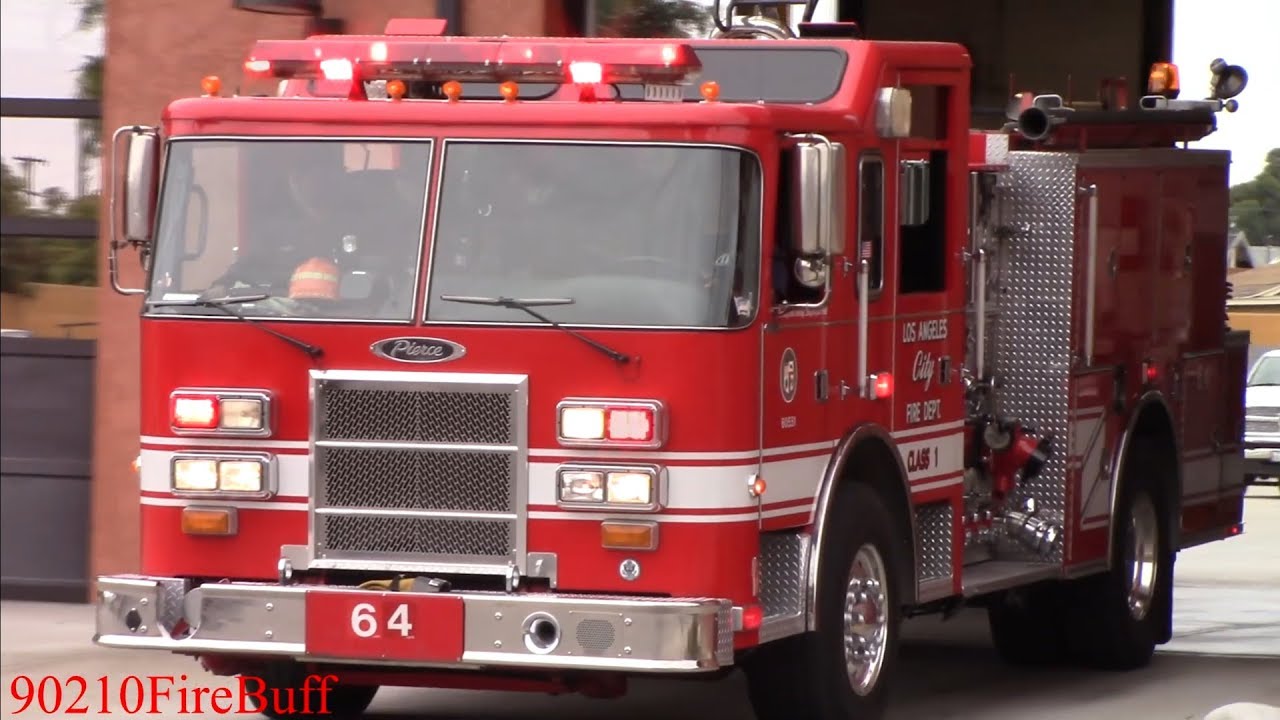 LAFD Engine 64 (reserve) & Rescue 64 Responding - YouTube