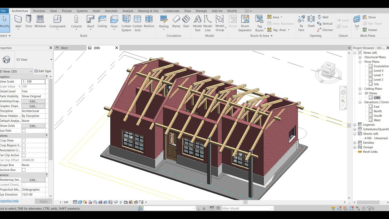 How to make a timber roof structure in Revit - YouTube