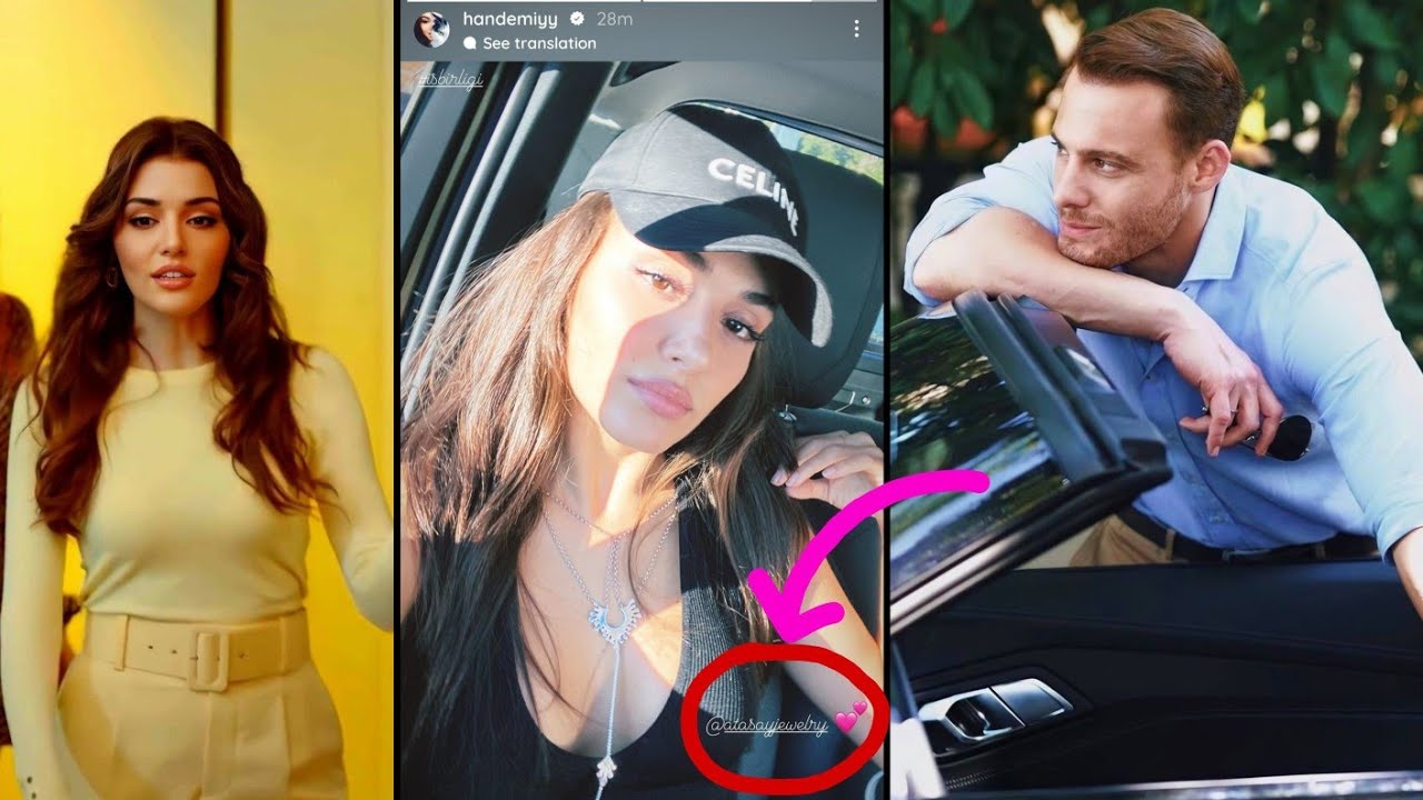 Hande ercel takes pictures of herself in her car with kerem styles and ...