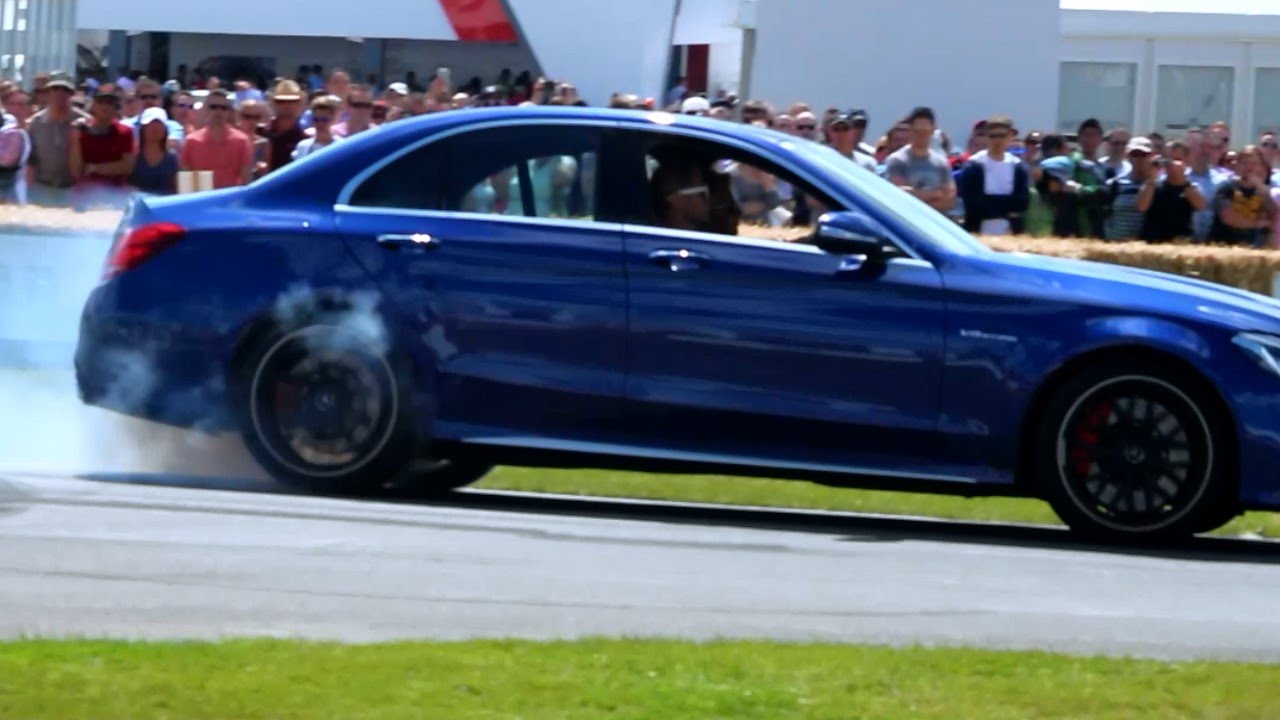 2015 Mercedes C63 Huge Burnout and A45 on Track at Goodwood!! - YouTube