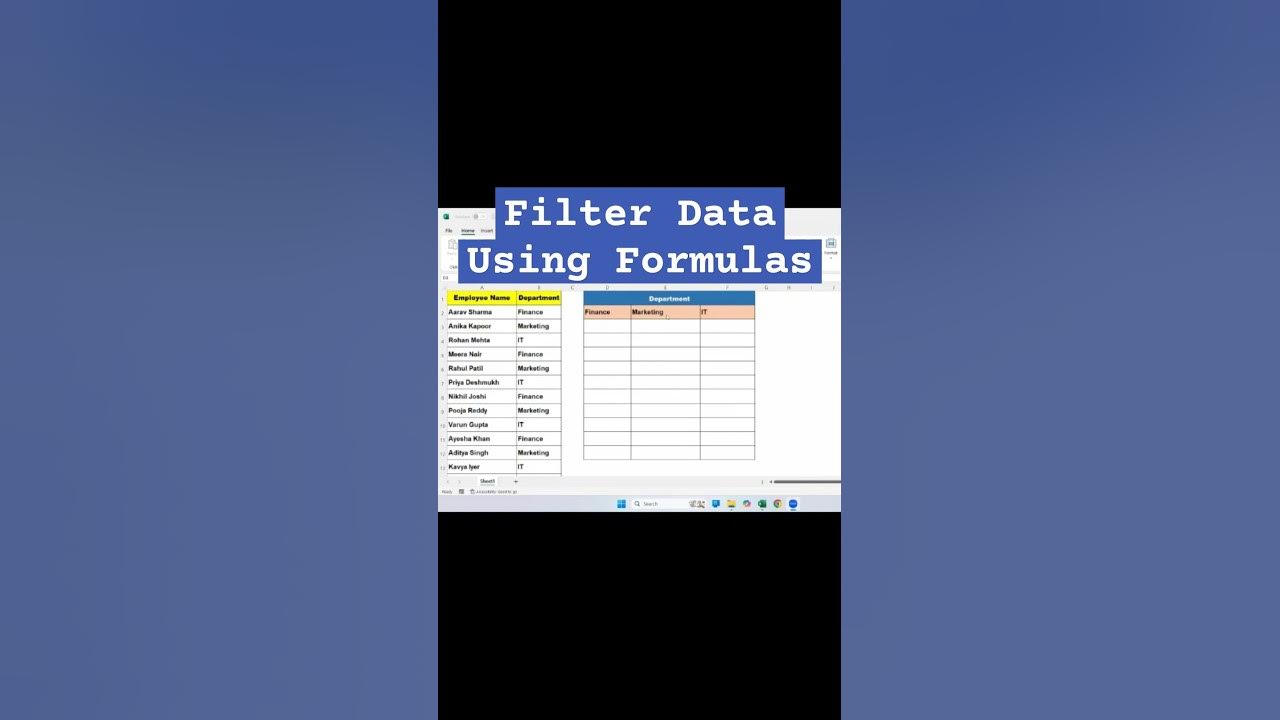 "How to Filter Data Using Formulas in Excel | Dynamic Filtering Guide!" - YouTube