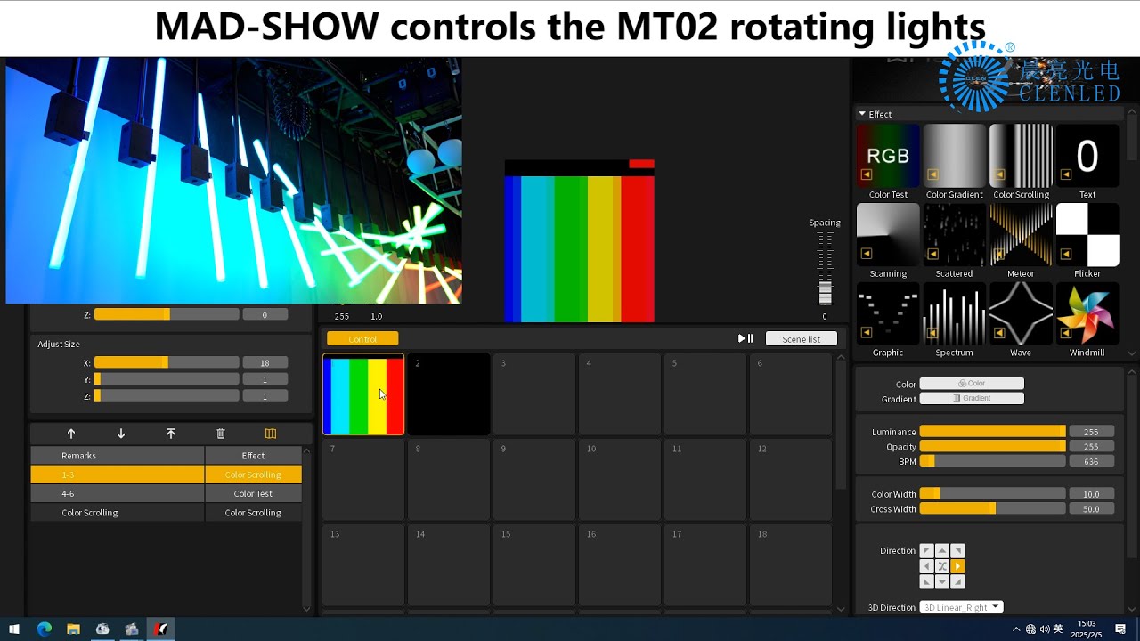 MAD-SHOW controls the MT02 rotating lights - YouTube