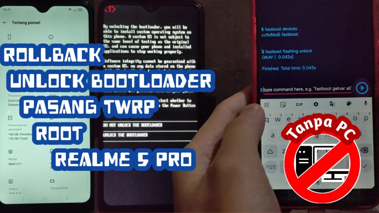cara unlock bootloader, pasang twrp dan root di realme 5 pro tanpa PC ...