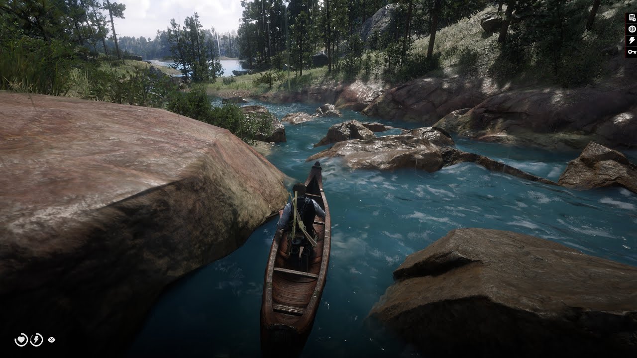 rowing down rapids is fun in rdr2 - YouTube