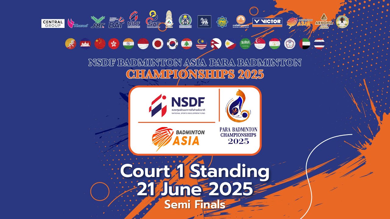 Court 1 NSDF BADMINTON ASIA PARA BADMINTON CHAMPIONSHIPS 2025 - YouTube