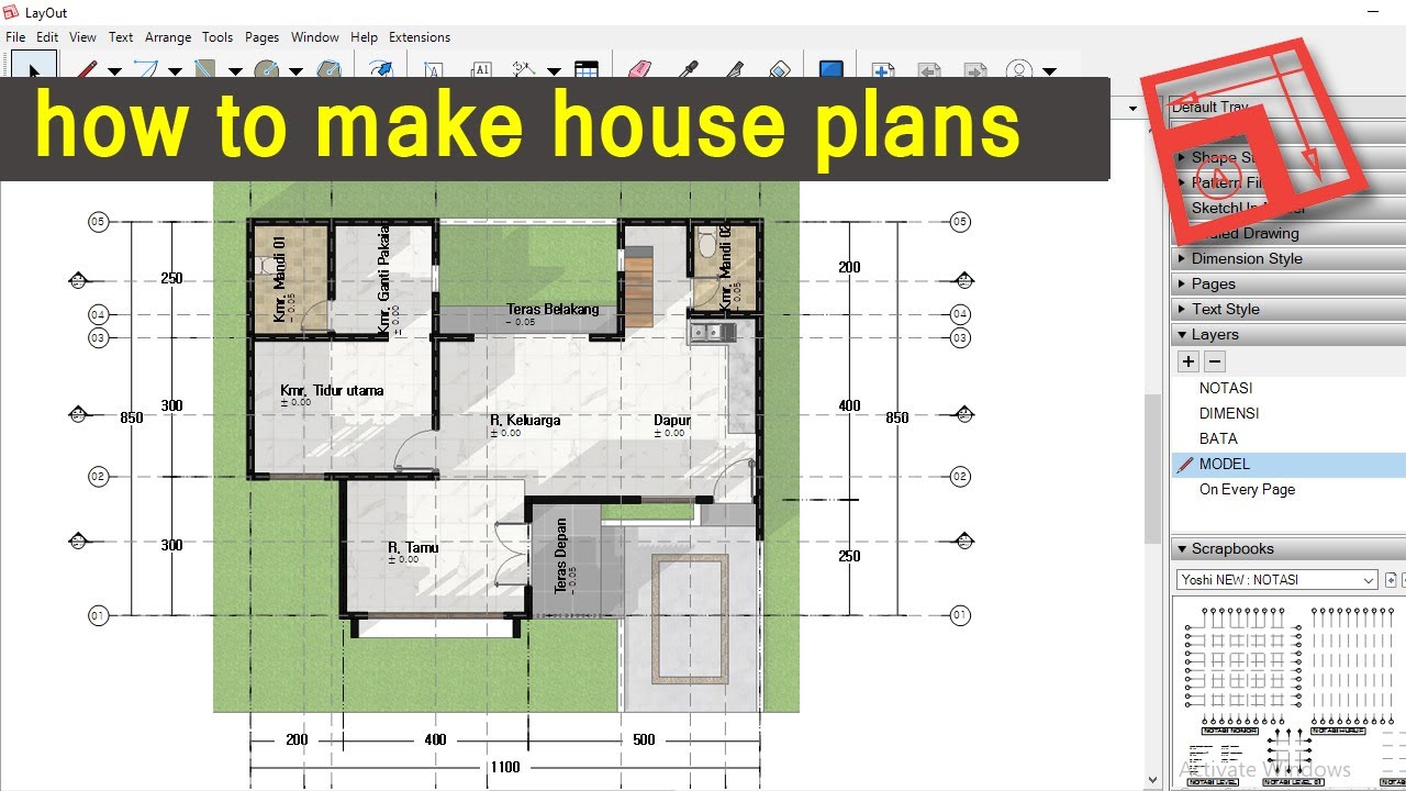cara membuat denah rumah sketchup - YouTube