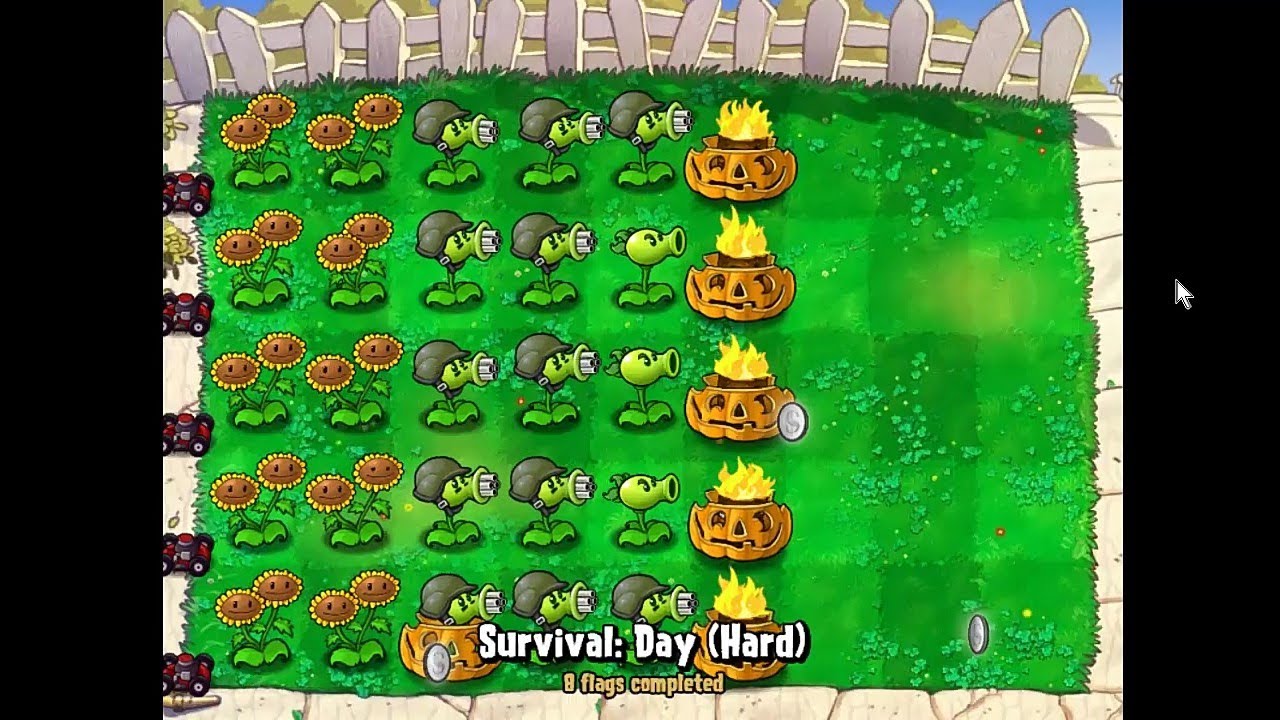 Plants vs Zombies | Survival: Day (Hard) - YouTube