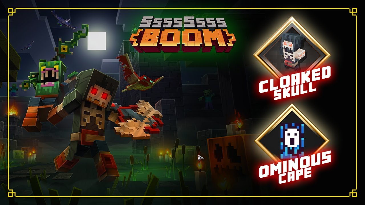 Cloaked Skull Armor Weapon Drop & Ominous Cape | Minecraft Dungeons ...