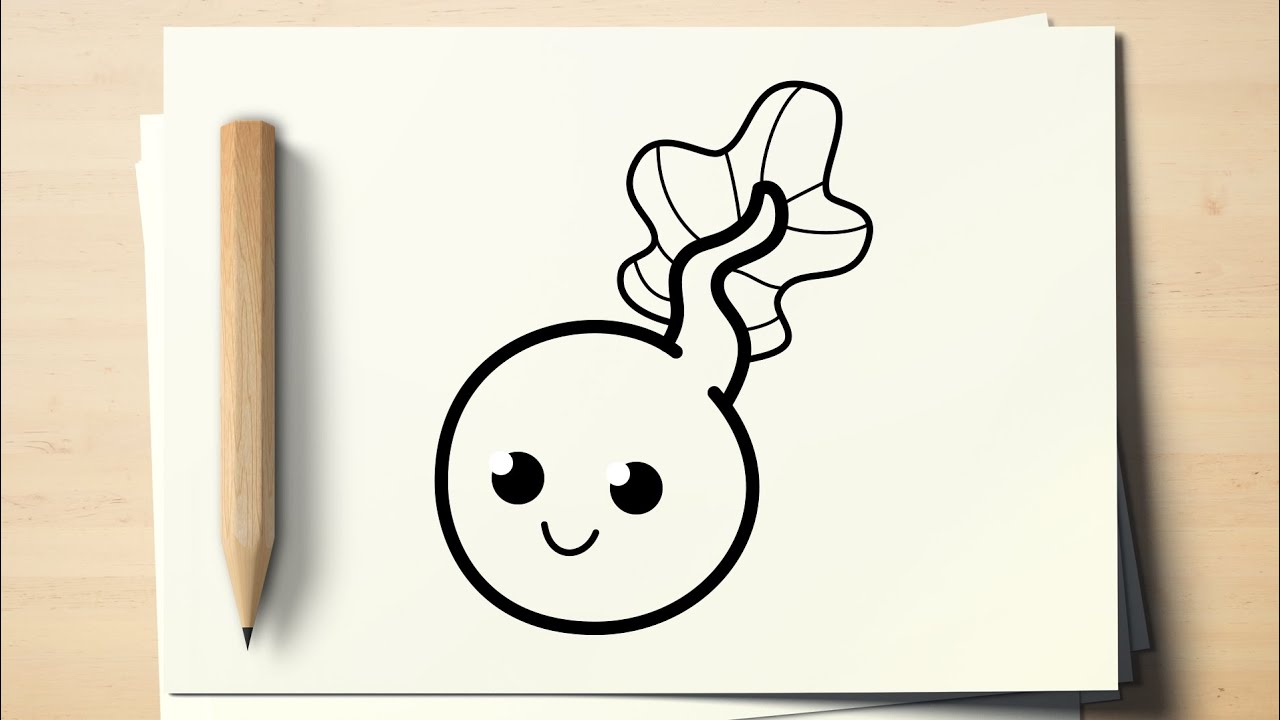 Simple Drawing a Cute Tadpole #simpledrawing #tadpole - YouTube