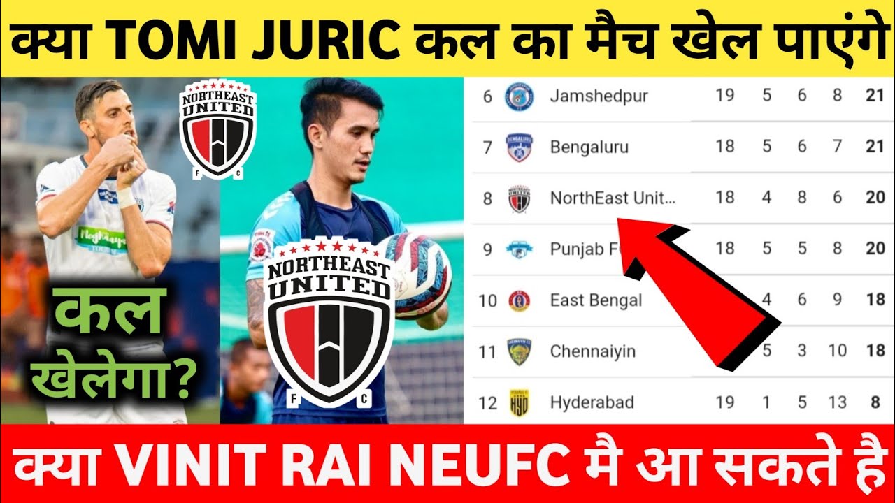 क्या Tomi Juric कल का मैच खेल पाएंगे🤔 | क्या Vinit Rai Northeast मै आ सकते है🤔 - YouTube