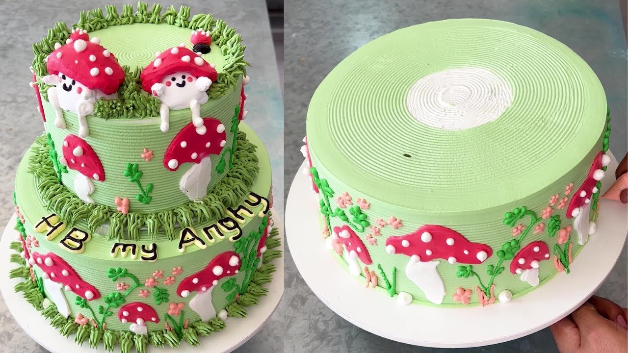 tutorial para decorar pastel ensimado con idea increible de hongos ...