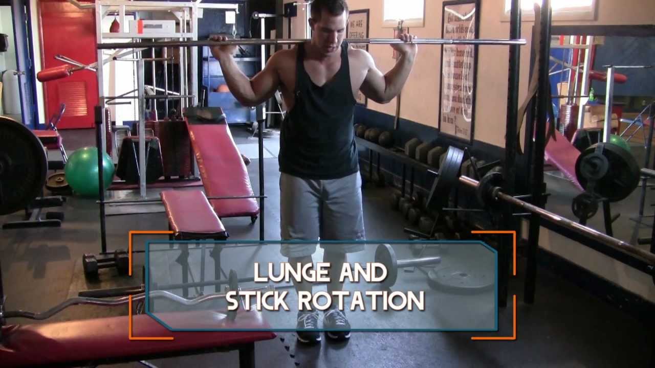 Lunge and Stick Rotation - YouTube