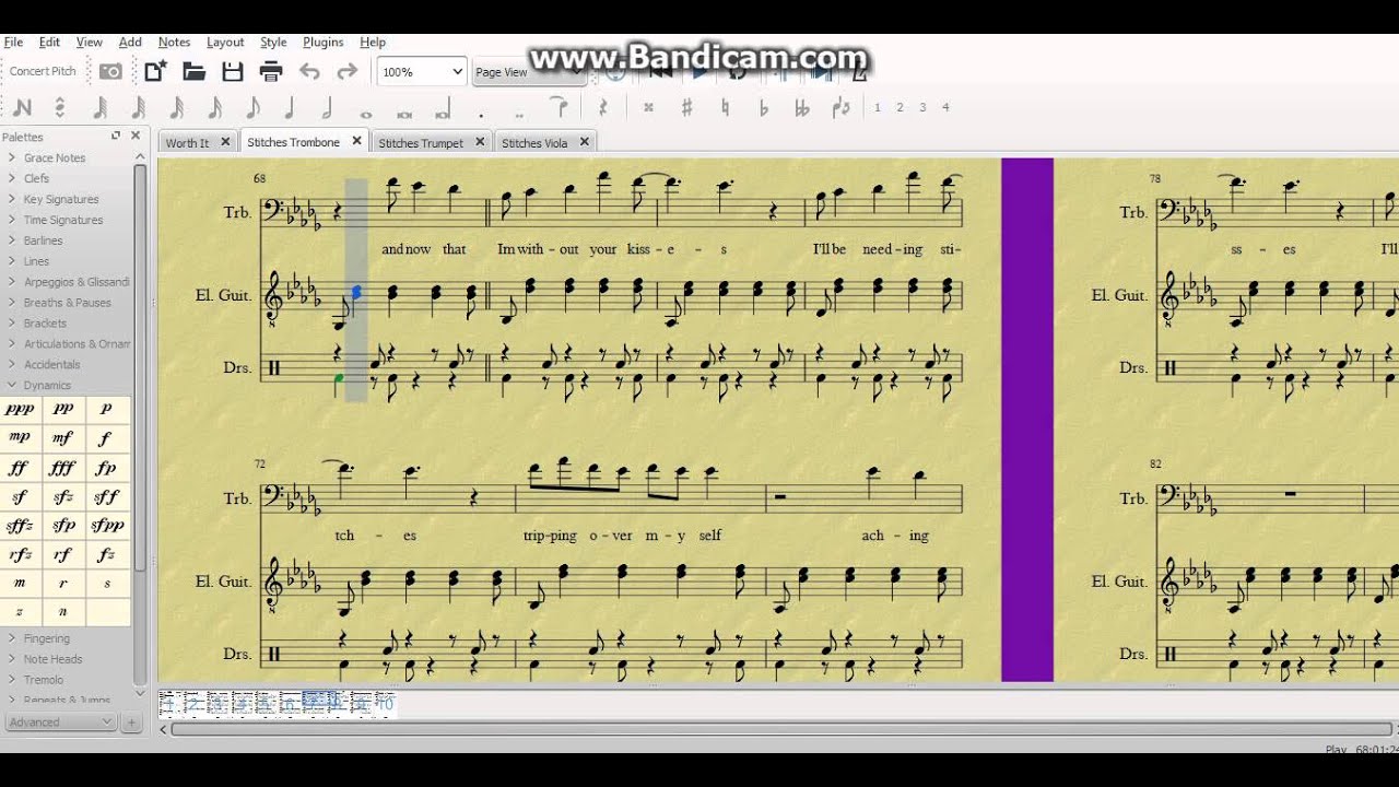Stitches Trombone Sheet Music - YouTube