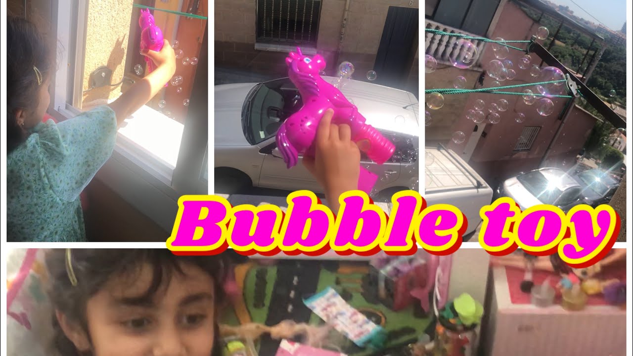 Meena playing with bubbles gun toy - YouTube
