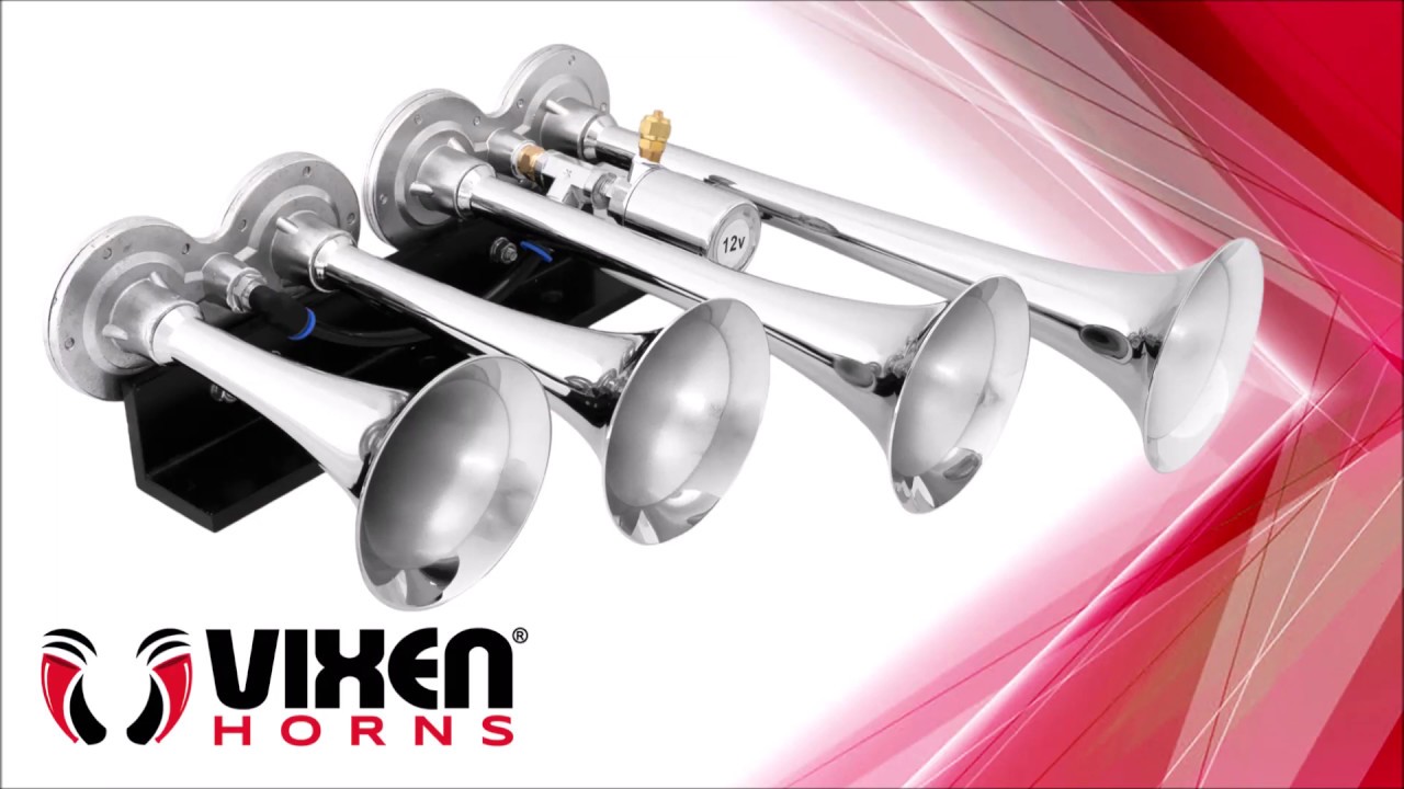 Vixen Horns Quad Trumpet Train Air Horn (Chrome Plated) for Truck/Car ...