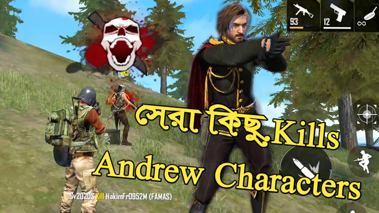 Best Kills Andrew Character in Free Fire || Andrew Character Skills in ...