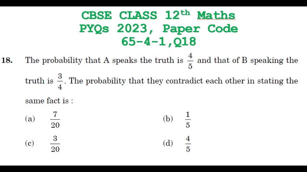 Class 12th Math | Answer Key 2023 | CBSE Board PYQ 2023 | Paper Code 65 ...