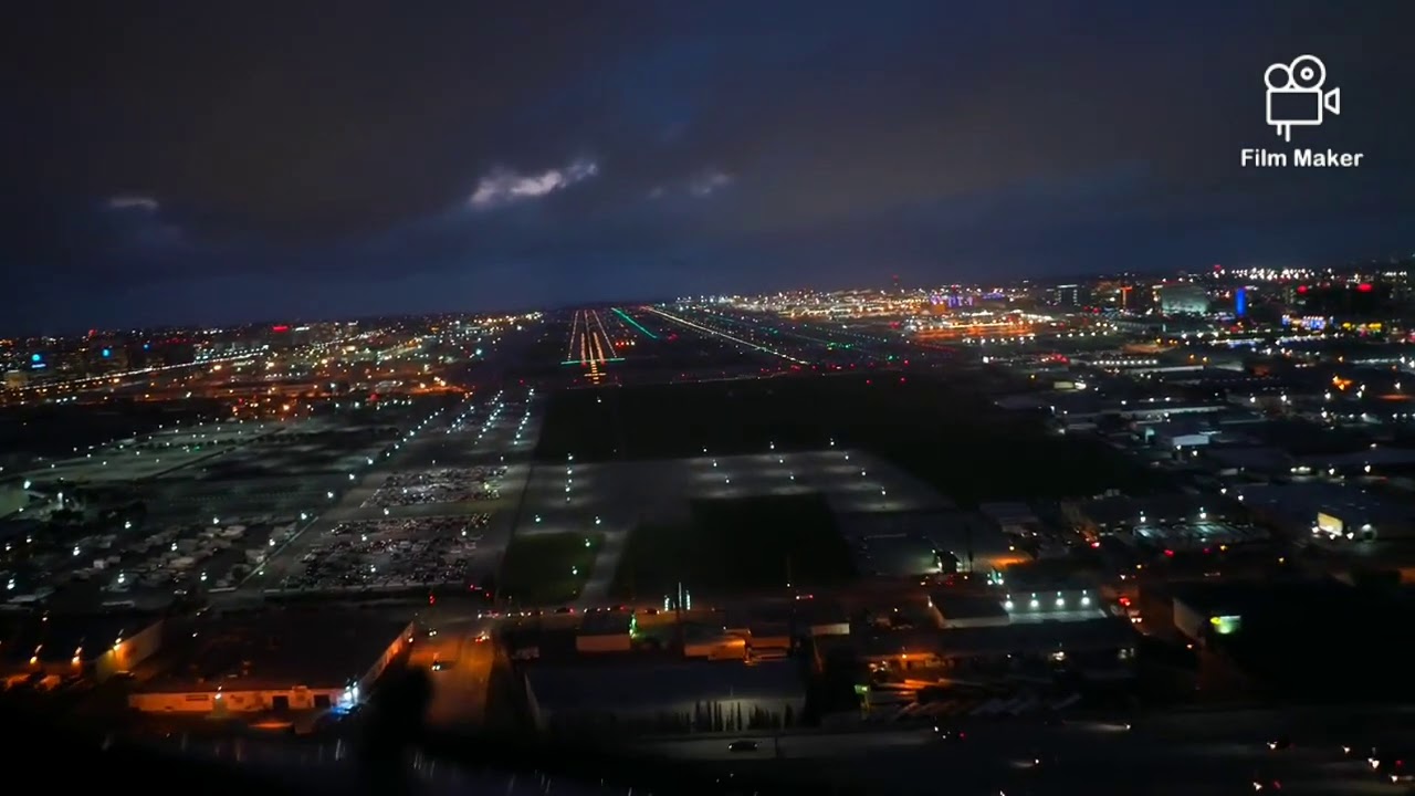 Beautiful Night Landing at LAX - YouTube