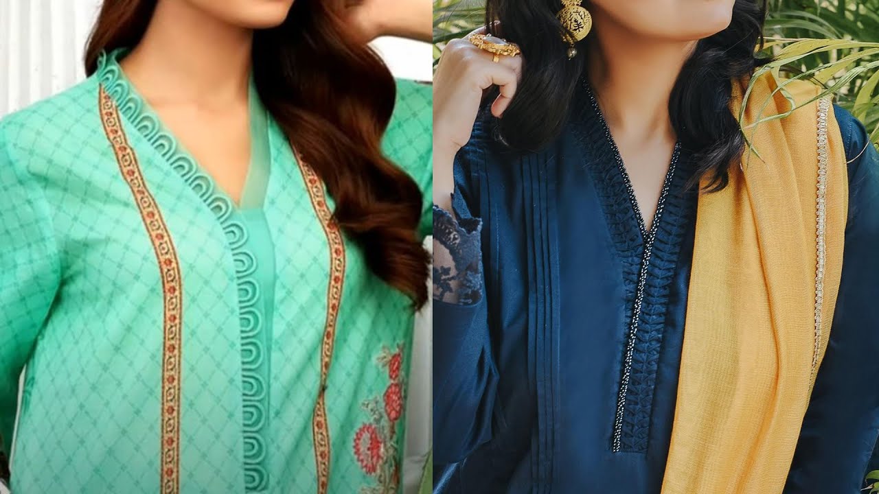 Gala Ka Design Round Neck With Cut Bareek Piping On Neck Stylish Galay ...