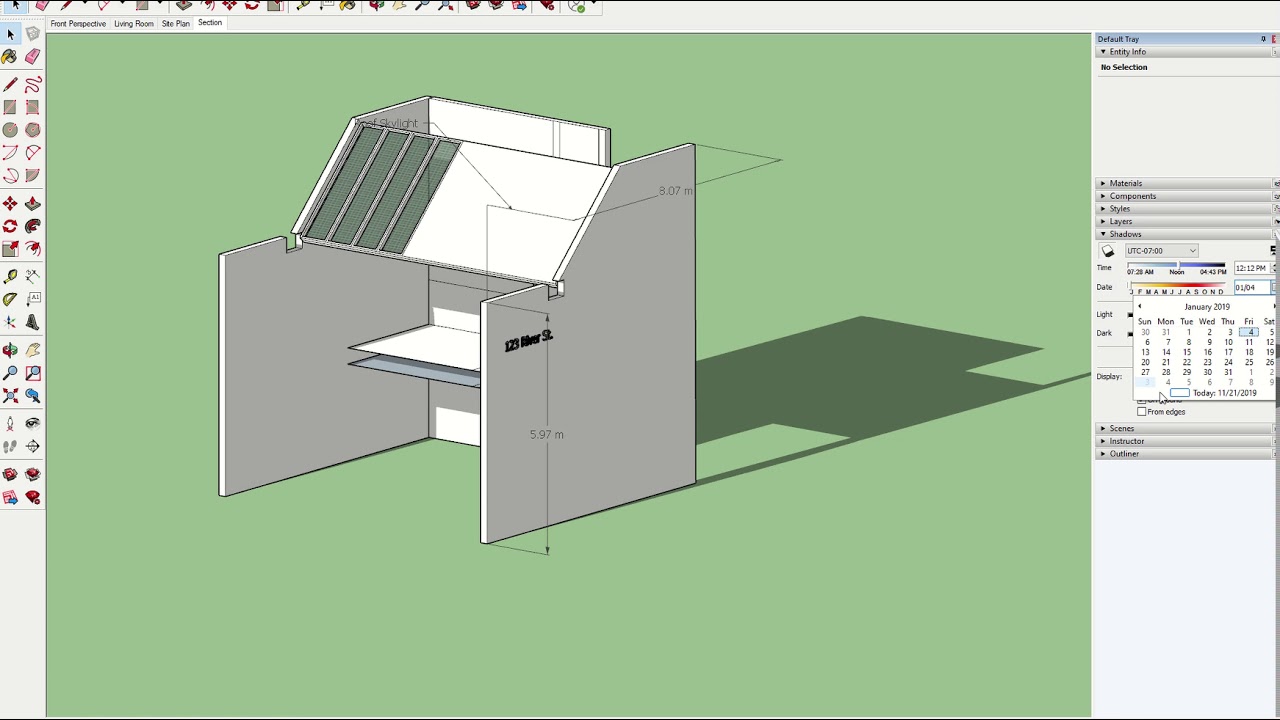 17 Sketchup Exer 3 Settings the Time and Date + Shadows - YouTube
