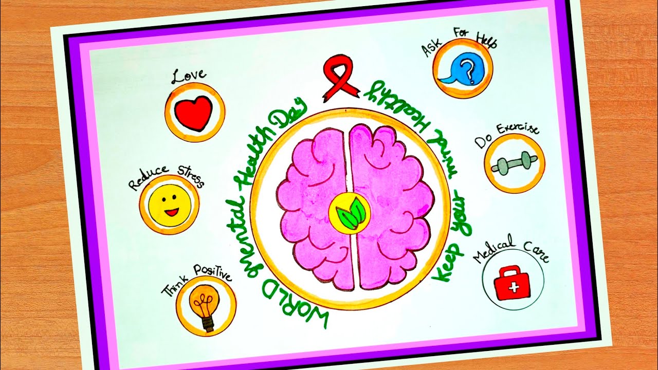 World Mental Health Day Drawing // How to Draw Mental Health Day Poster ...