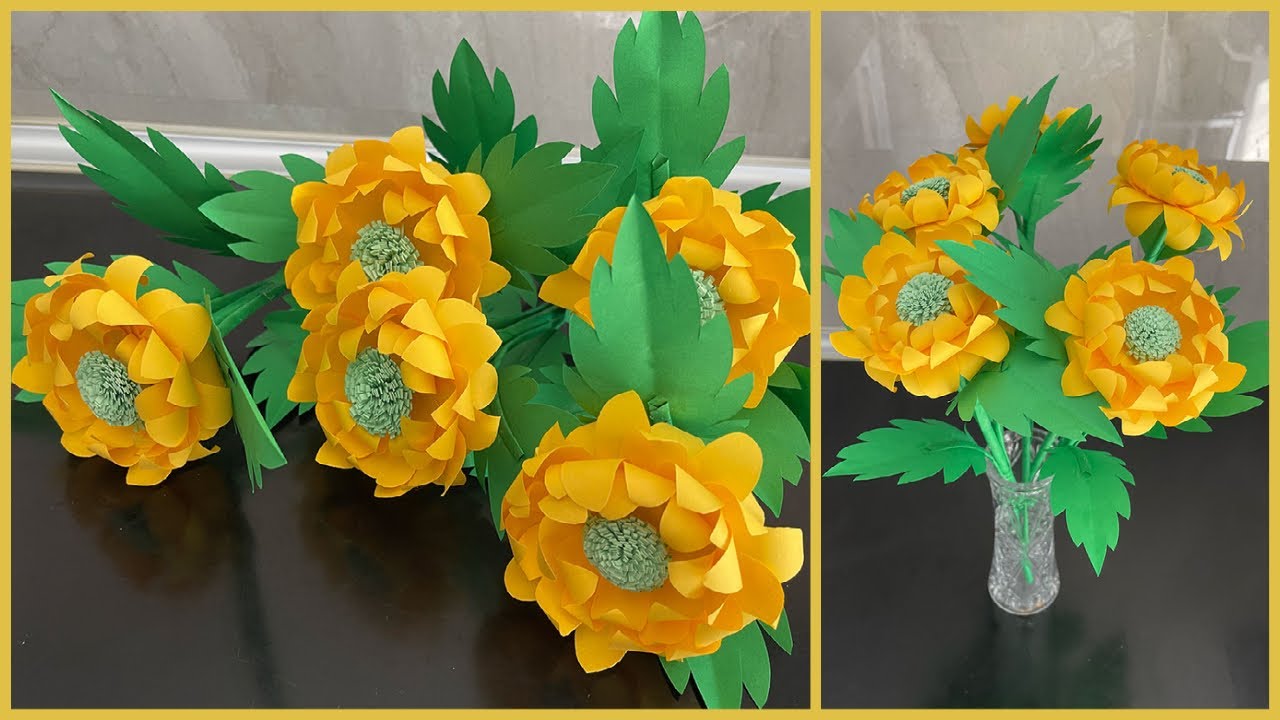 Sweet yellow flowers - Paper crafts - DIY crafts - YouTube