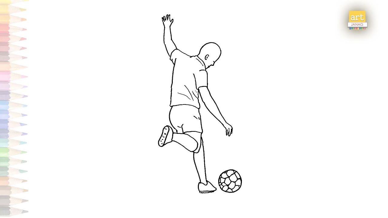 Football player drawing easy | Outline drawing | How to draw Football ...