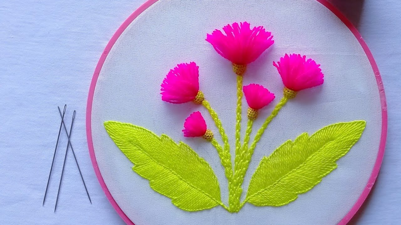 Tutorial Menyulam Bunga Warna Pink Bagi Pemula (Hand Embroidery ...